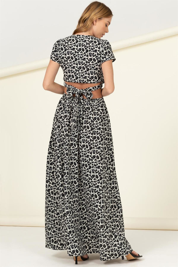 HYFVE Criss Cross 2 piece black leopard maxi set - kentlyn’s